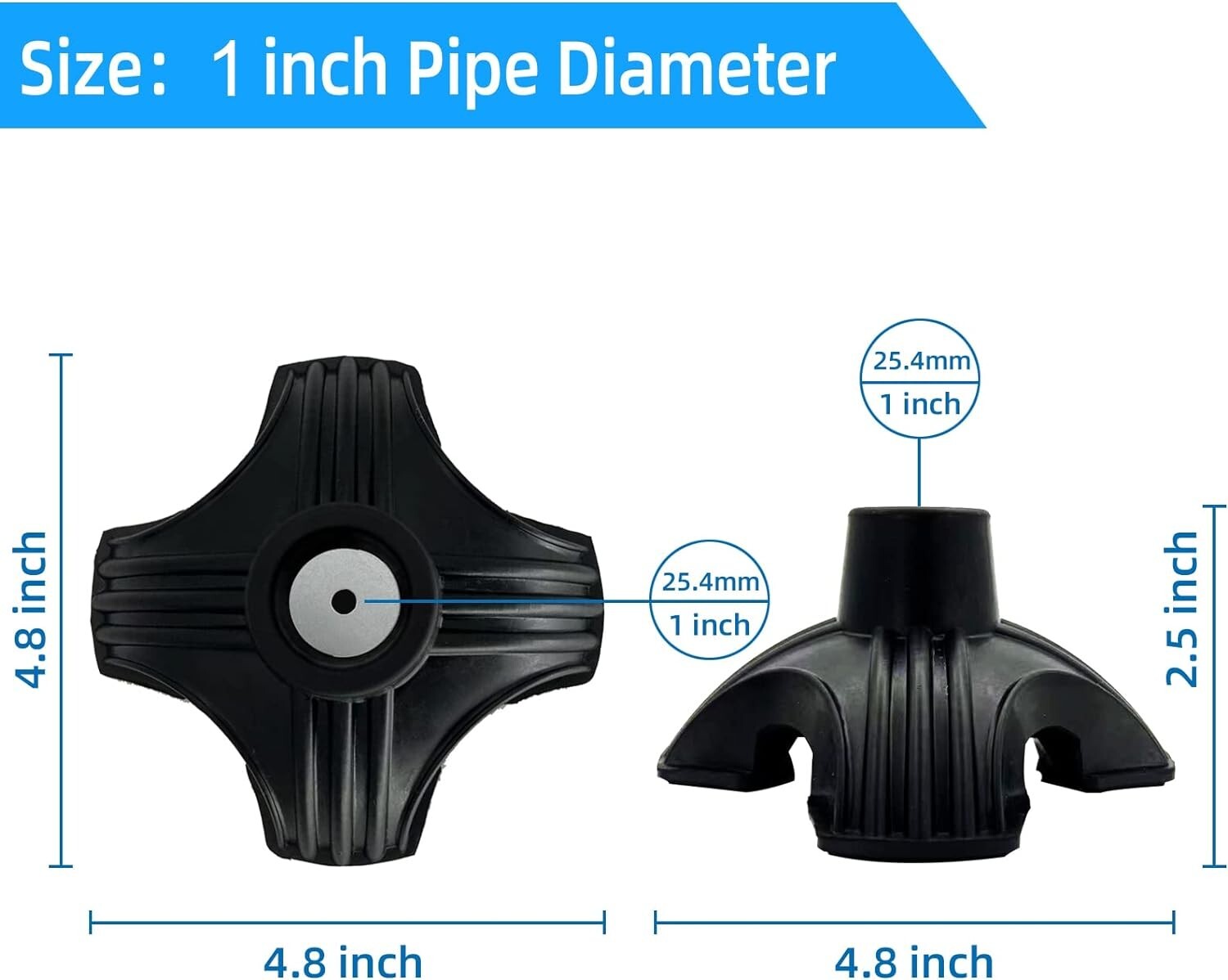 Cane Tips - 1 Inch Heavy Duty Rubbers Self Standing Quad Base ...
