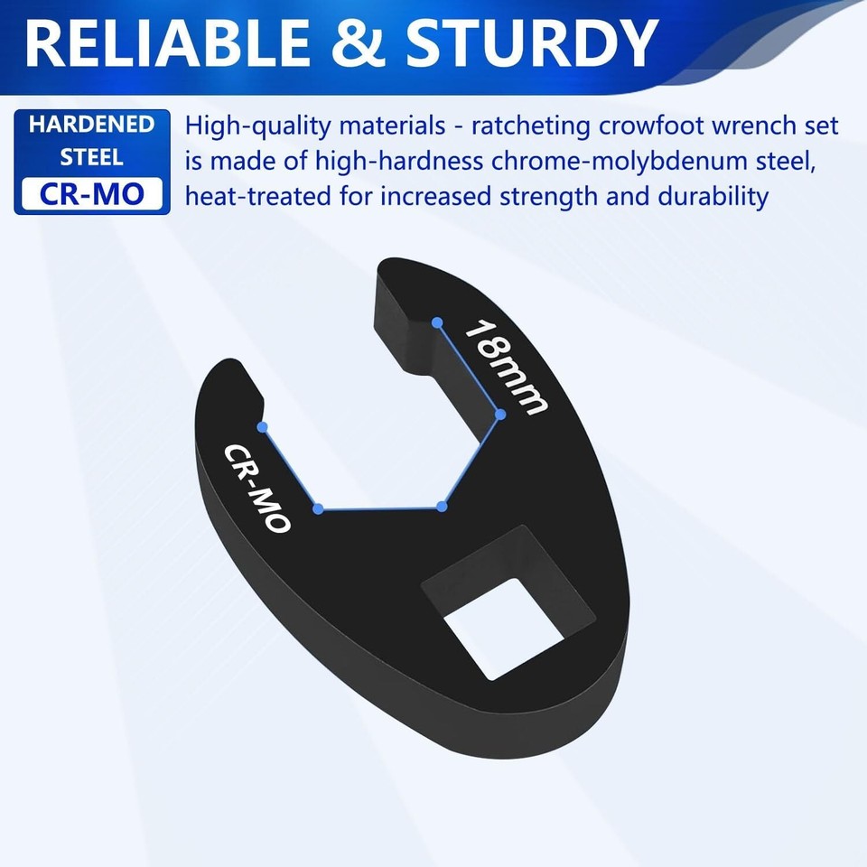 19x Crowfoot Wrench Set Metric Crows Foot 8-32mm Flare Nut Wrench Set ...