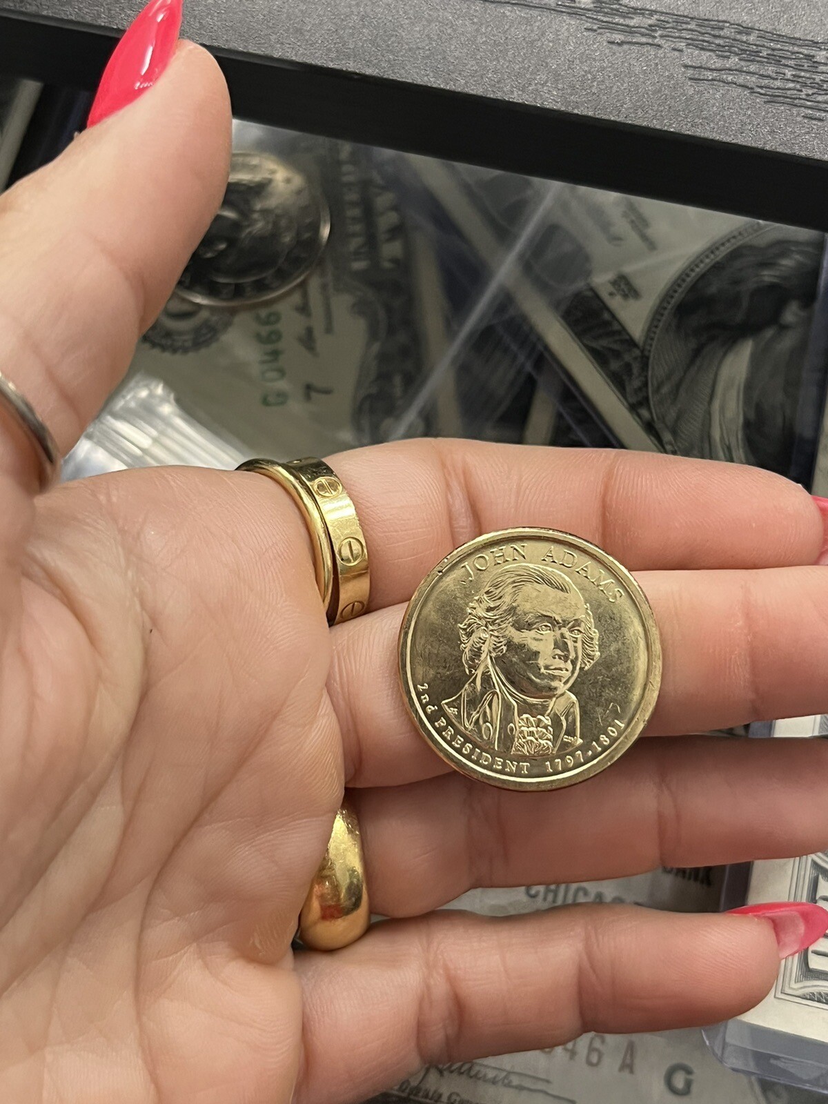 2007-P $1 John Adams Dollar Coin Nearly Flawless Doubled Edge Lettering ...