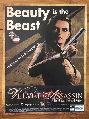 Velvet Assassin Xbox 360 PC 2009 Vintage Poster Ad Art WWII Violette ...