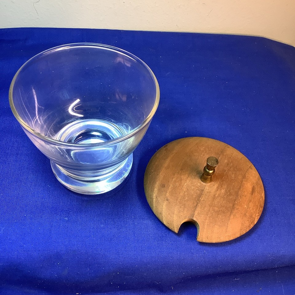 Mid Century Modern Eva Zeisel Wood Lid Glass Sugar / Creamer w/Brass ...