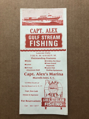 Vintage CAPT ALEX Gulf Stream Fishing Brochure Murrells Inlet SC MYRTLE ...