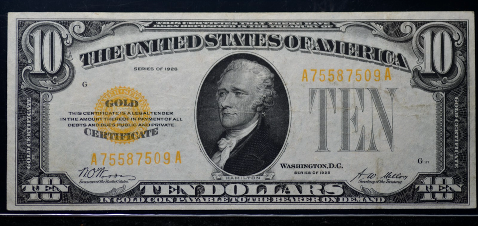 1928 $10 GOLD CERTIFICATE Fr#2400 PCGS VERY FINE 25 BRIGHT, BOLD, SHARP ...