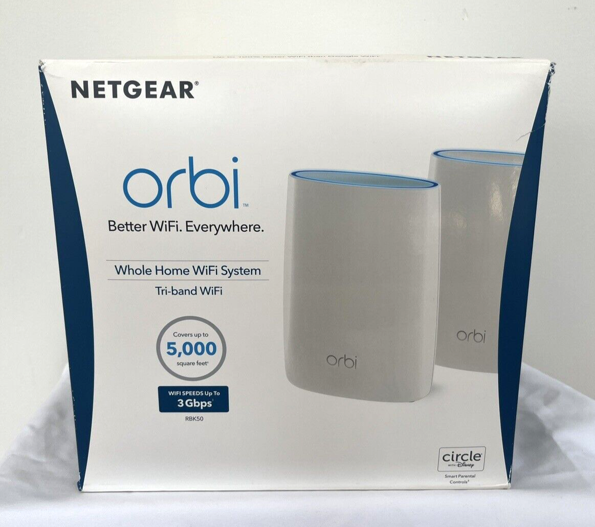Netgear Orbi AC3000 Trri-Band Wireless Router - White, Pack of 2 (RBK50 ...