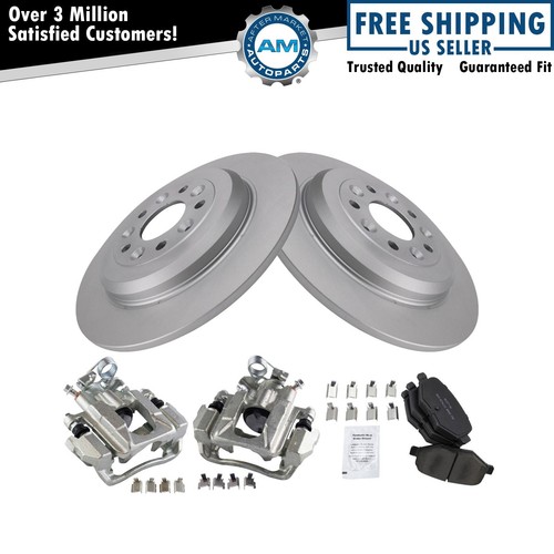 Rear Metallic Brake Pad Coated Rotor & Caliper Kit for Ford Taurus ...