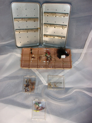 Perrine "Sterling Quality" aluminum Fly Box & Orvis Plastic fly box w ...