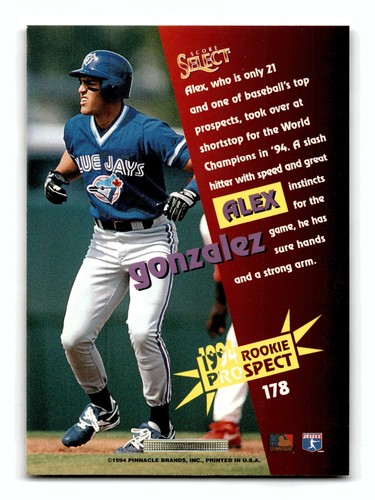 Alex Gonzalez 1994 Select #178 Toronto Blue Jays Mint | eBay