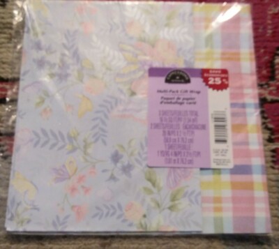 NEW Hallmark Expressions butterfly roses plaid spring gift wrap ...