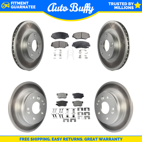 Front Rear Coated Disc Brake Rotor & Ceramic Pad Kit For 2003-2011 ...