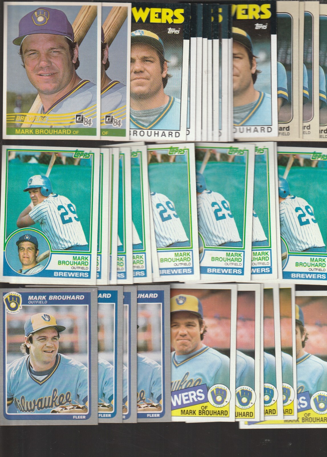MARK BROUHARD BULK LOT OF 75 BASEBALL CARDS 11 DIFFERENT BREWERS ...