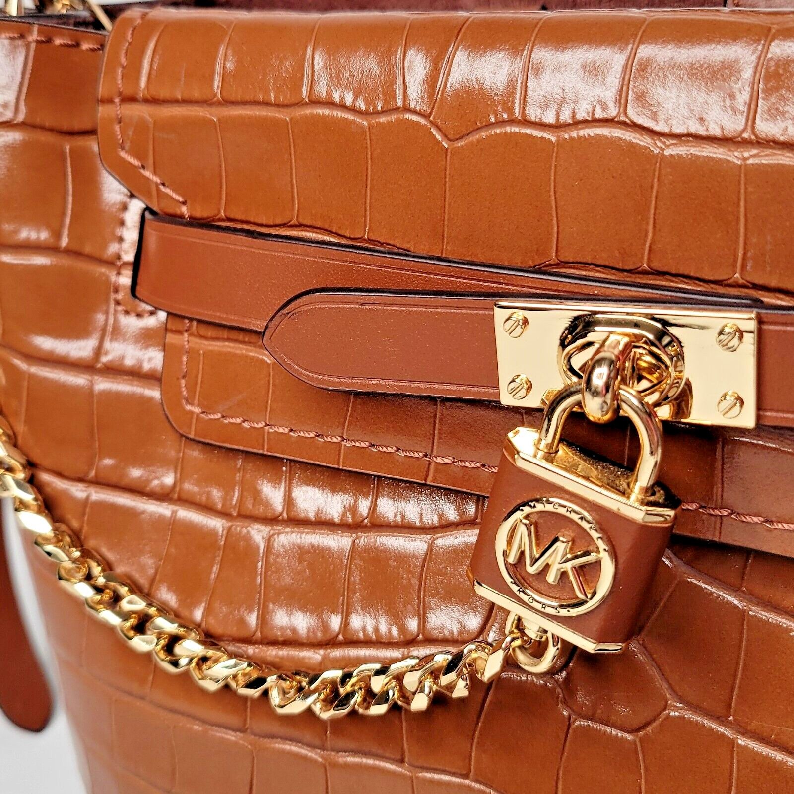 Michael Kors Hamilton Legacy Croc Embossed Leather Be… - Gem