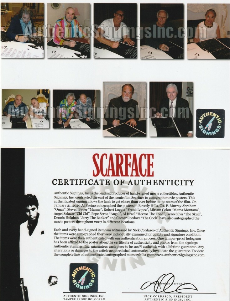 Al Pacino & SCARFACE Cast Autographed Movie Poster ASI Proof | eBay