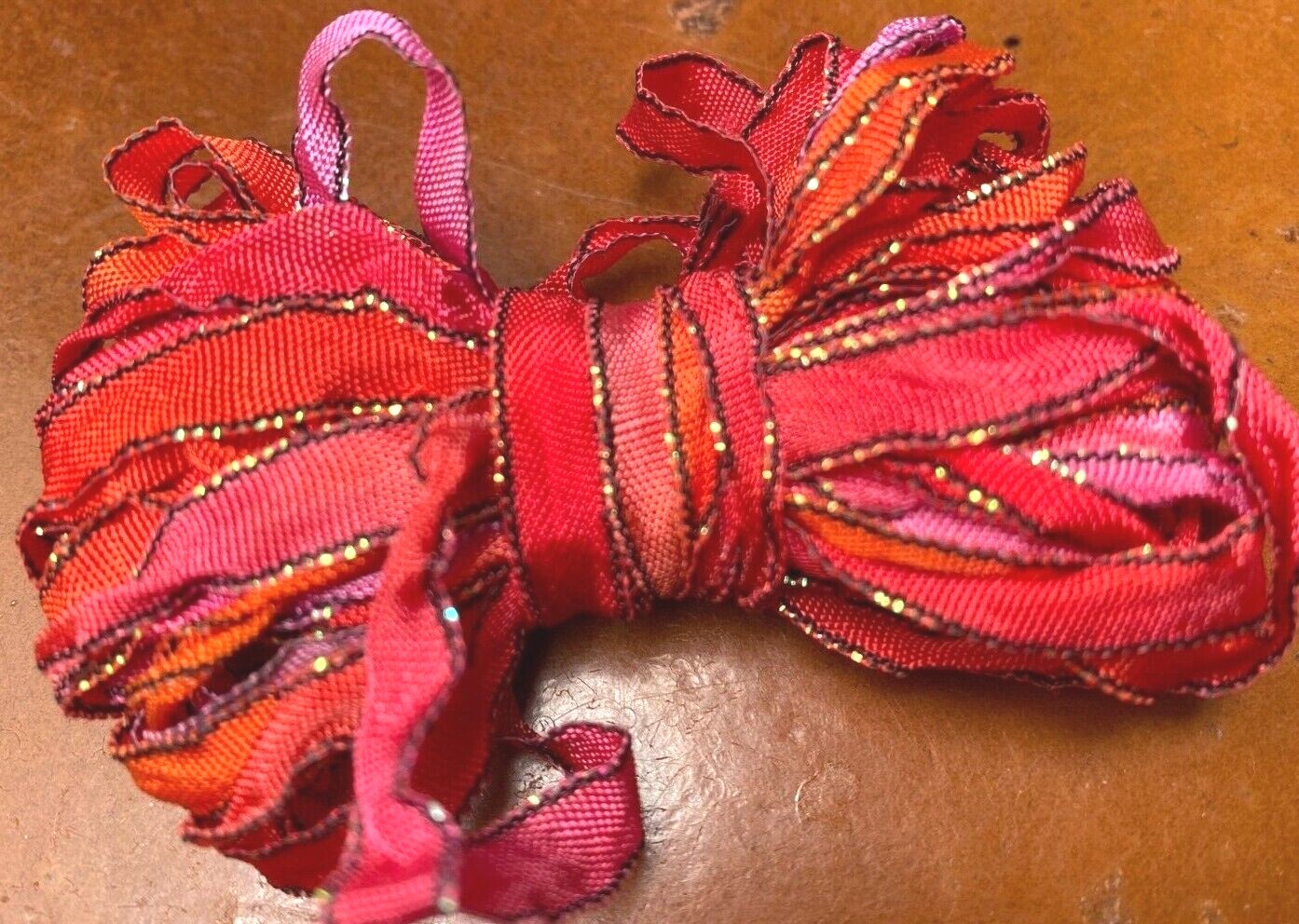 vintage curly ribbon hand dyed 1/4" rayon luminescent black Edge 3yds ...