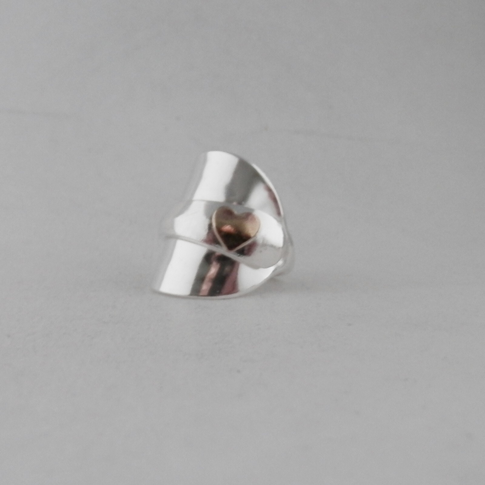 Spoon Ring Gold Heart Stunning Handmade Antique Sterling Silver 925 ...