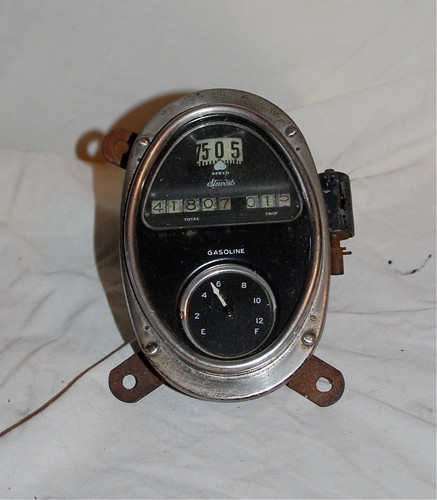 Vintage Antique Stewart Speedometer Gas Fuel Gauge Dash Cluster Rat Rod ...