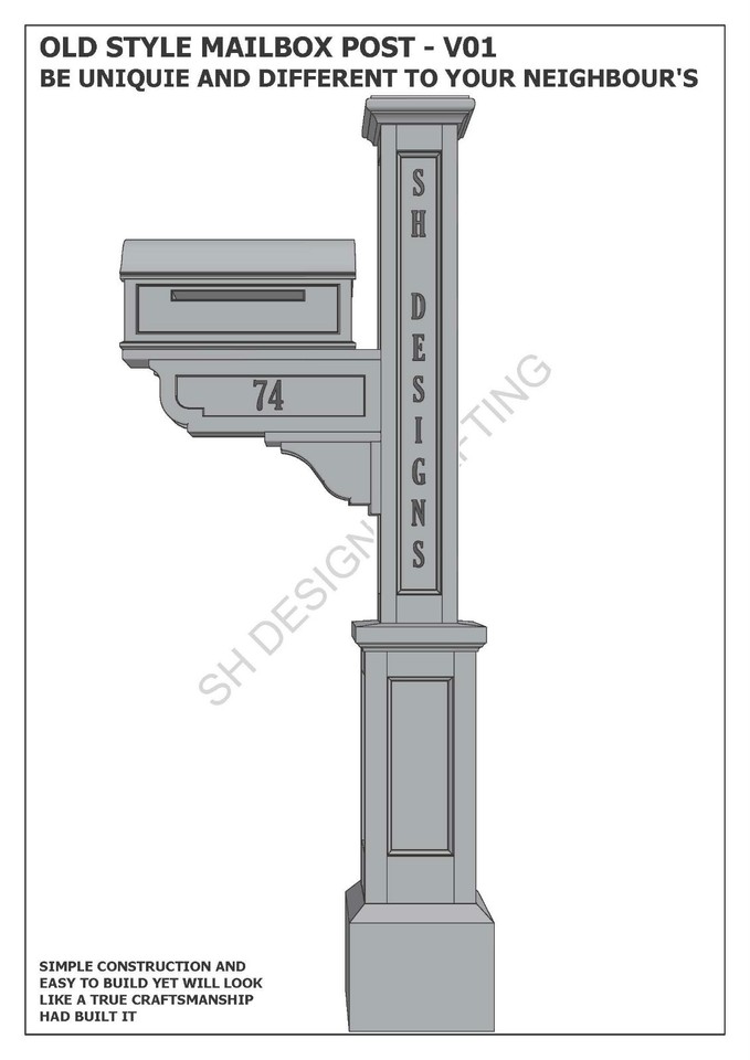(BUILDING PLANS) for OLD STYLE MAILBOX / LETTERBOX POST V01 - BUILD ...