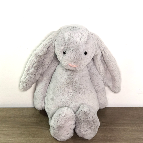 Jellycat Bashful Bunny Gray Plush Stuffed Animal Toy Rabbit Pink Nose ...