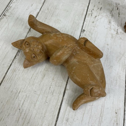 Hand Carved Wooden Kitty Cat Laying On Back Folk Art | eBay