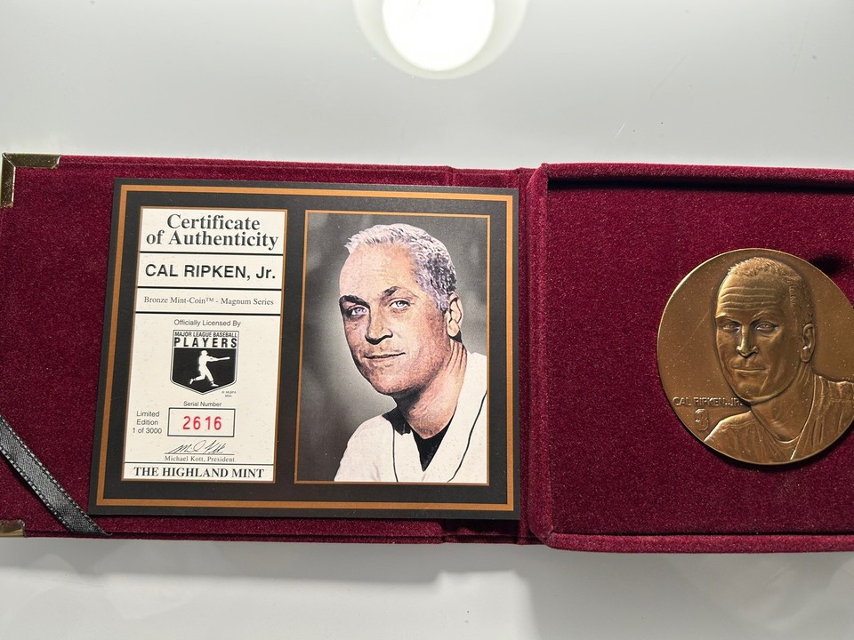 Cal Ripken Jr Baltimore Orioles Highland Mint Bronze Magnum L/E Coin ...