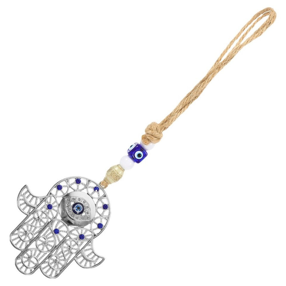 Hamsa Hand Evil Eye Pendant Zinc Alloy Hanging Ornament Blue Decoration ...