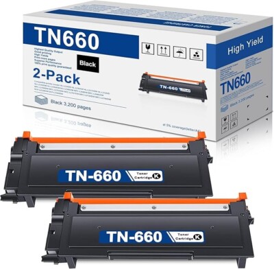 2PK TN660 Toner Cartridge for Brother TN630 MFC-L2700DW MFC-L2740DW DCP ...