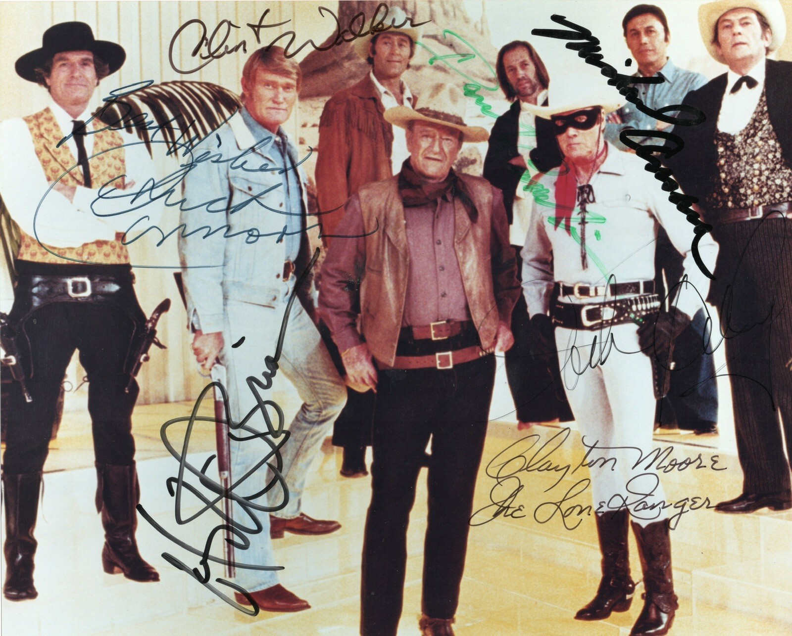 John Wayne Lone Ranger Cast SIGNED Western Special Clayton Moore Signed ...