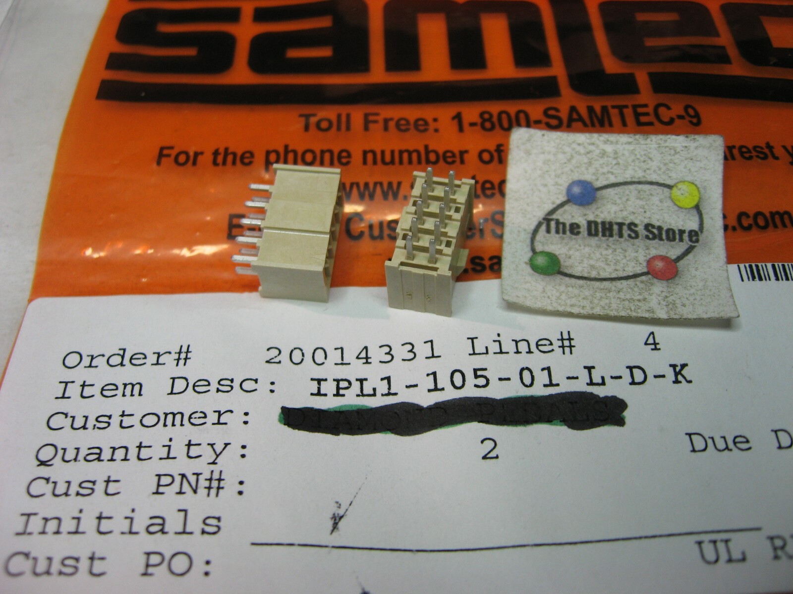 Samtec IPL1-105-01-L-D-K Header Connector Receptacle 10-Pin NOS Qty 2 ...