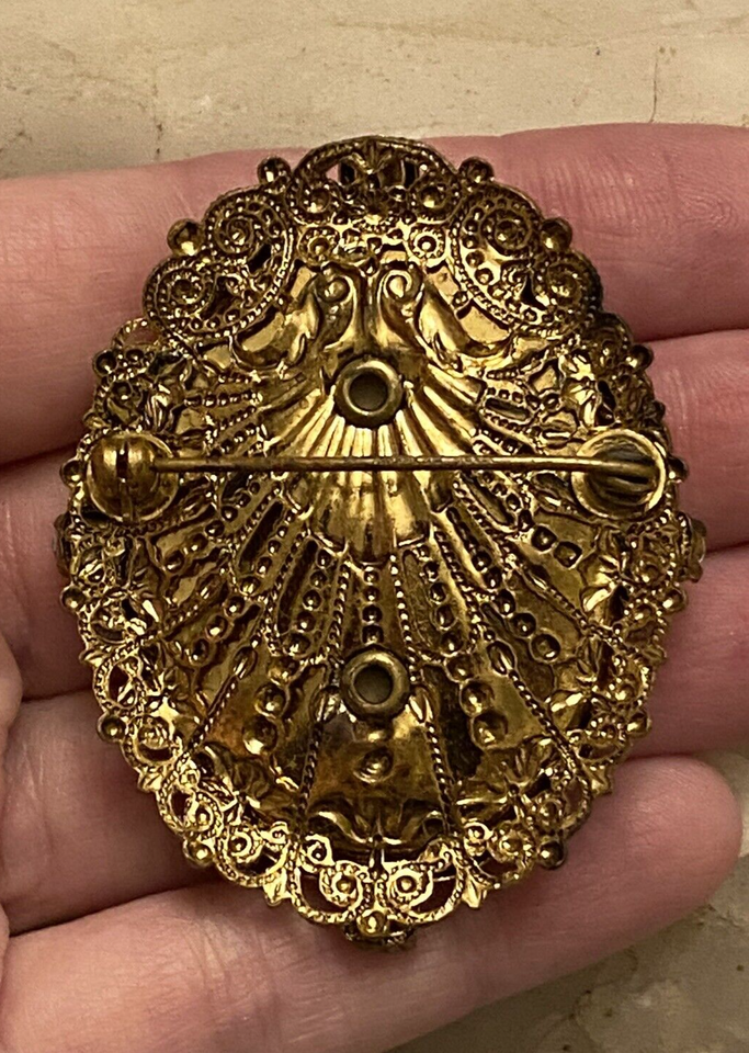 Vintage West Germany, Marie Antoinette Cameo, Filigree Brooch ...