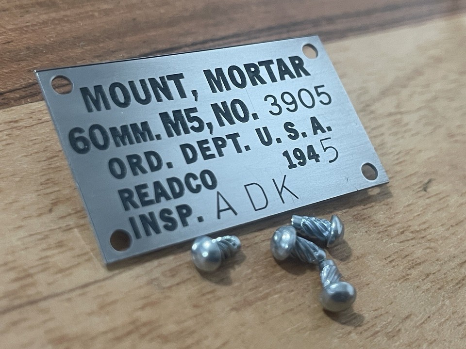 (ONE) WW2 Style Readco Traverse Data Plate For M2 60mm Mortar M5 Bipod ...