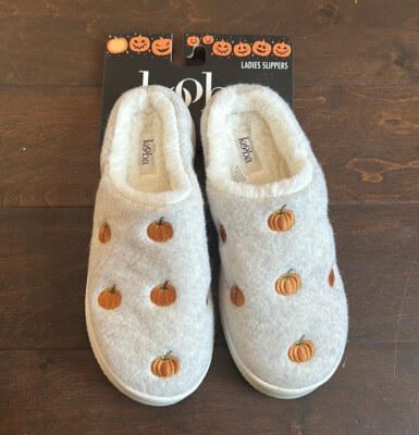 Kooba Women’s Adult Faux Fur Ladies Slippers Fall Pumpkins Sz M (6.5-7. ...