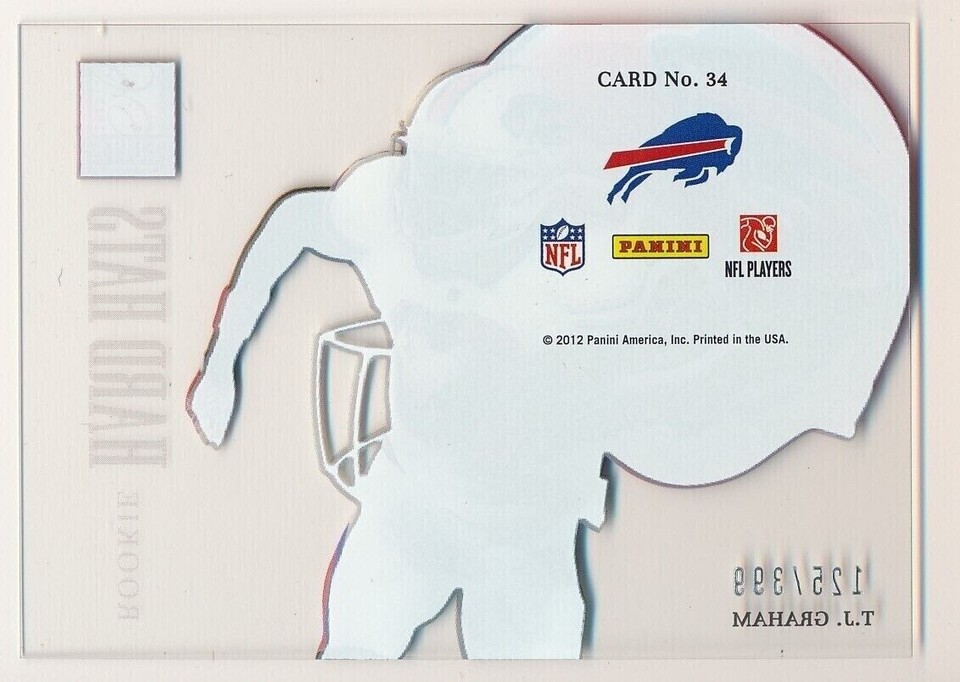 T.J. GRAHAM 2012 PANINI ELITE HARD HATS #34 ROOKIE 125/399 BILLS RC SP ...