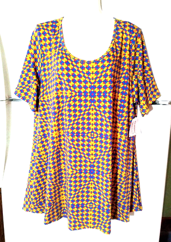 NEW WOMEN'S LULAROE PERFECT MULTICOLOR GEOMETRIC TUNIC SWING TOP PLUS ...