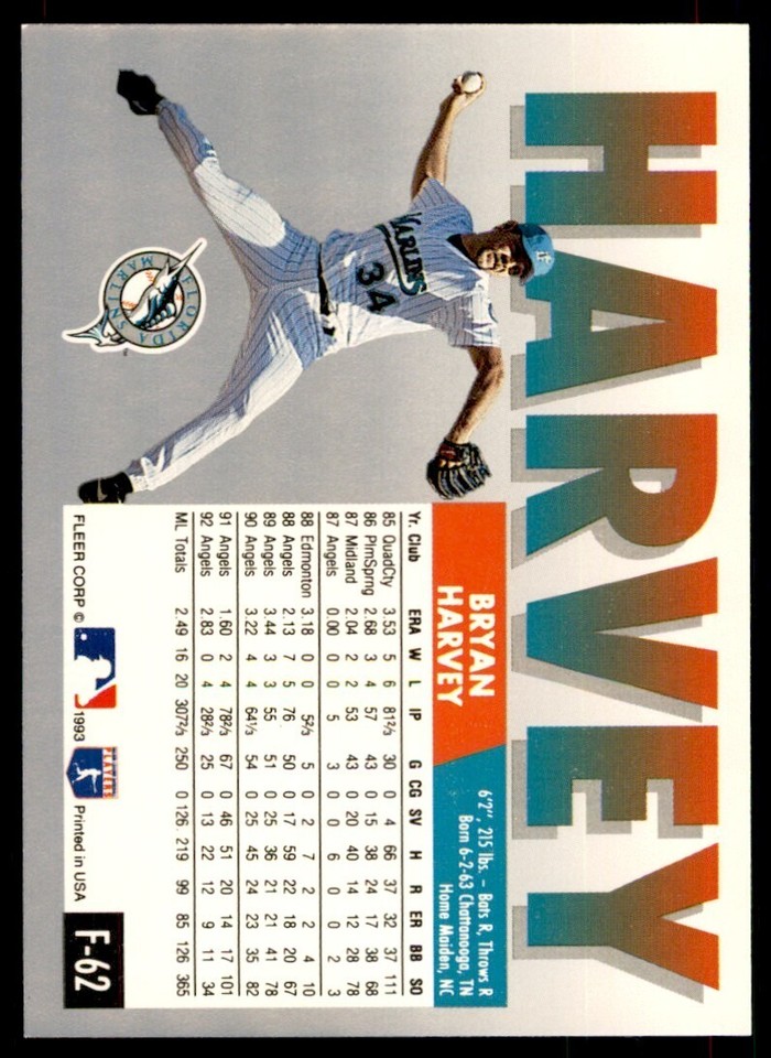 1993 Fleer Final Update Bryan Harvey Baseball Cards #F-62 | eBay