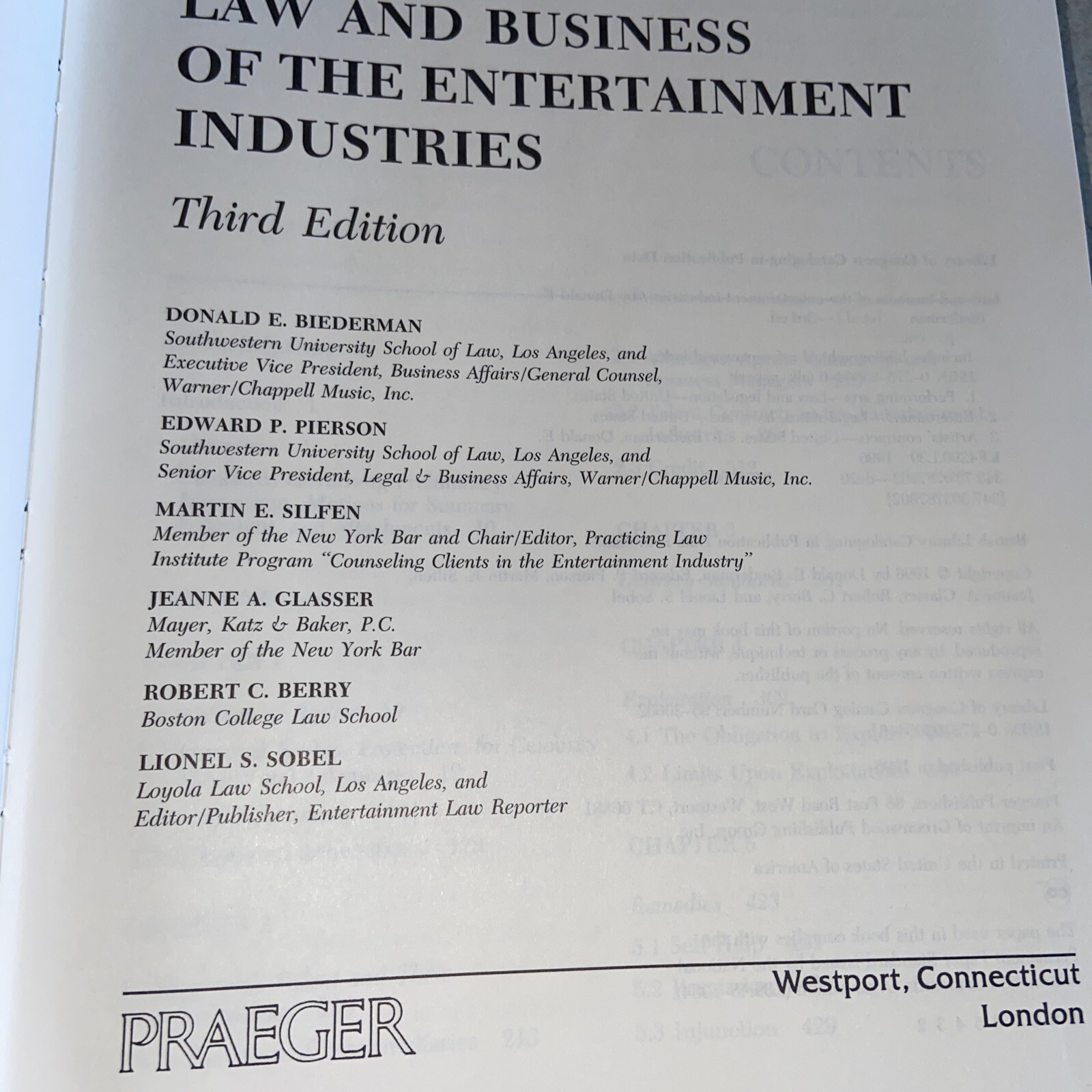 Law and Business of the Entertainment Industries by Edward P. Pierson ...