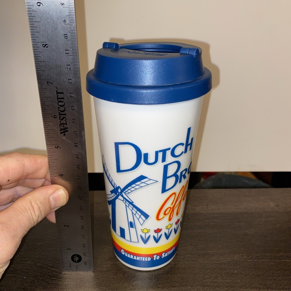 Dutch Bros Classic Design 16 Oz Tumbler Plastic Coffee Cup Blue Lid ...