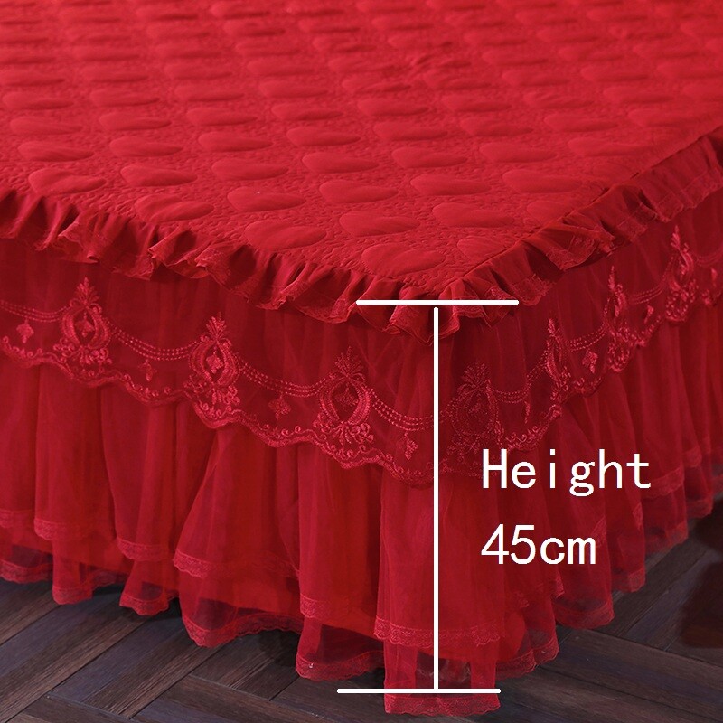 1x Lace Floral Bed Skirt Dust Ruffle Bedspread Chic Bedding Decor ...