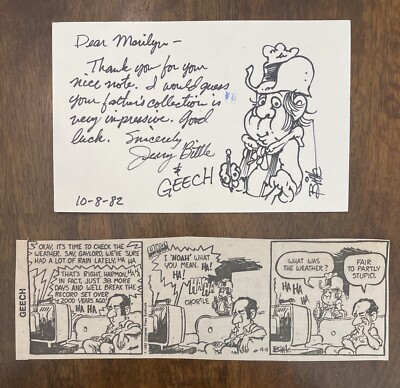 RARE Jerry Bittle Cartoonist Original Hand Drawn Geech Comic Sketch Art ...