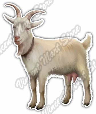 White Goat Farm Animal Farmer Milk Meat Car Bumper Vinyl Sticker Decal ...