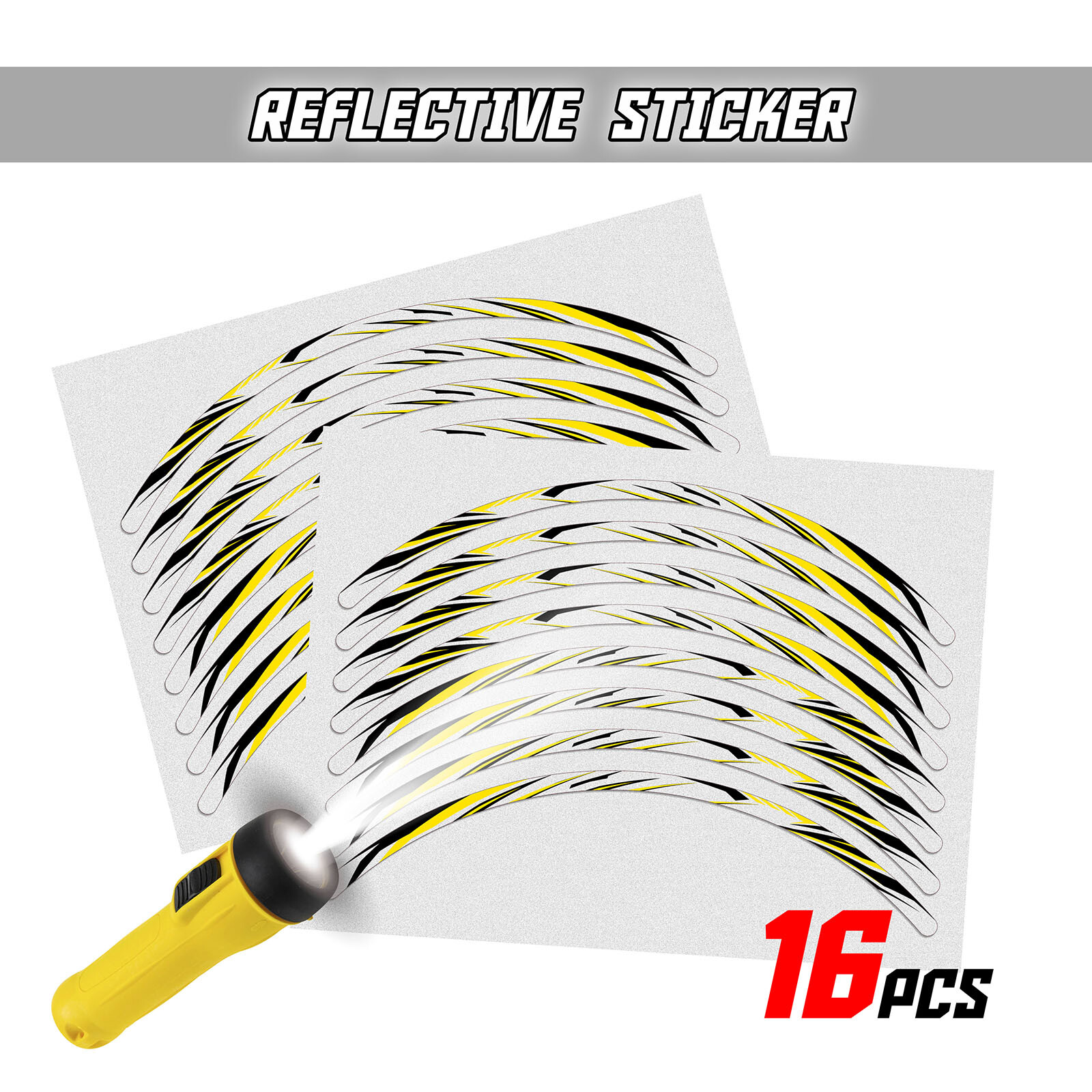 SH12 YELLOW 17" Reflective Rim Wheel Sticker For Suzuki Bandit GSF 1250 ...