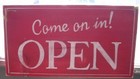 DOUBLE SIDED COME ON IN! OPEN / CLOSED SIGN Hand Painted WOOD. business ...