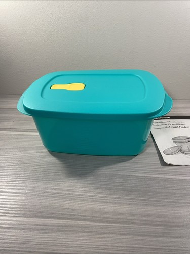 Tupperware Crystalwave Rectangle Dish Reheatable Container 7 Cups Teal ...