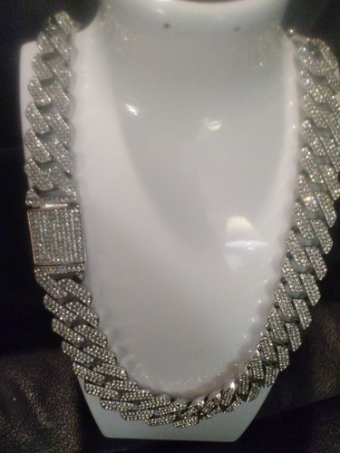 MENS BIG HEAVY 20MM 3-ROW ICED OUT MICRO PAVED CUBAN CHAIN NECKLACE 22 ...