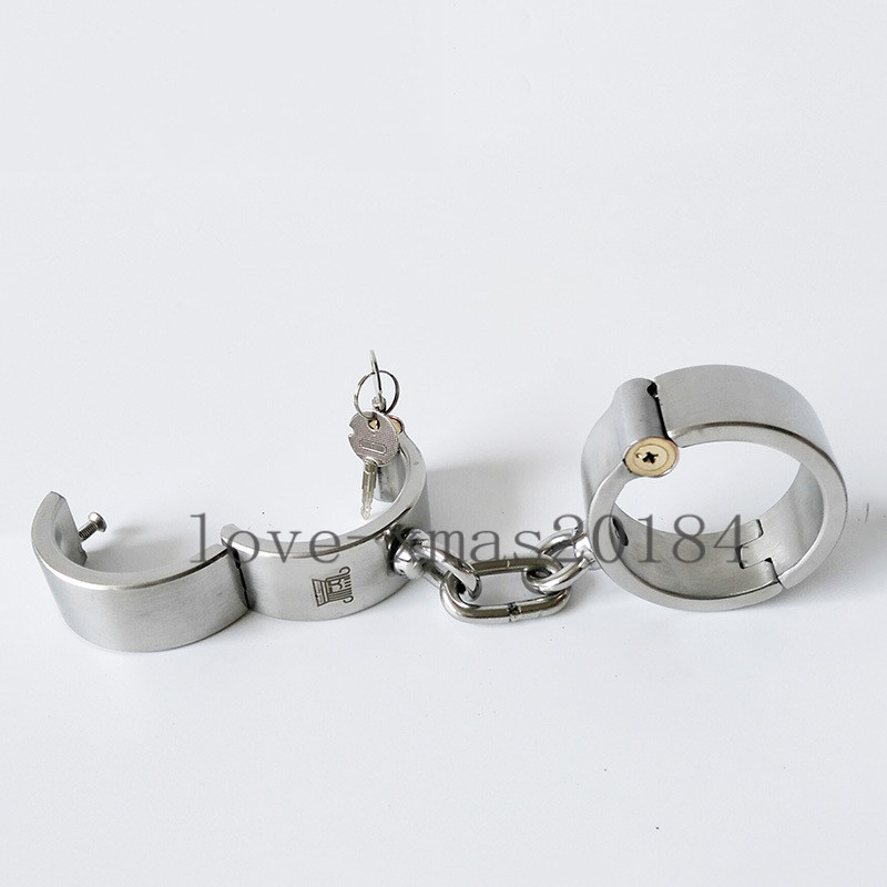 Stainless Steel 3cm High Handcuffs Wrist Cuffs Manacle Anklets Slave ...