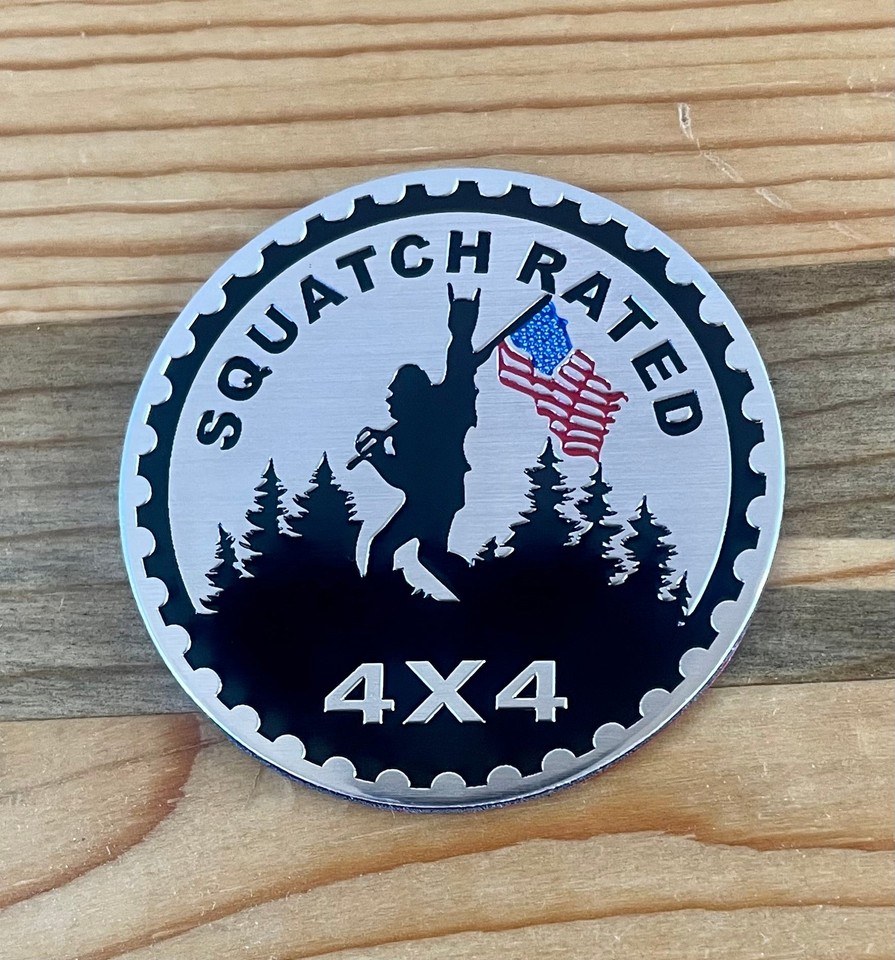 Sasquatch Rated 4x4 Stick-on Fender Badge with American Flag Fits Jeep ...
