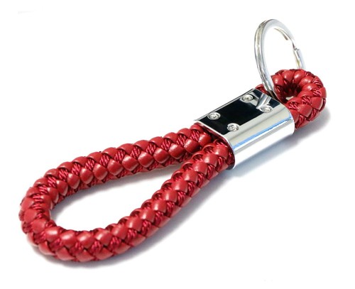 (1) Red Braided Leather Strap Keychain Ring For Car Key, Key Fob | eBay