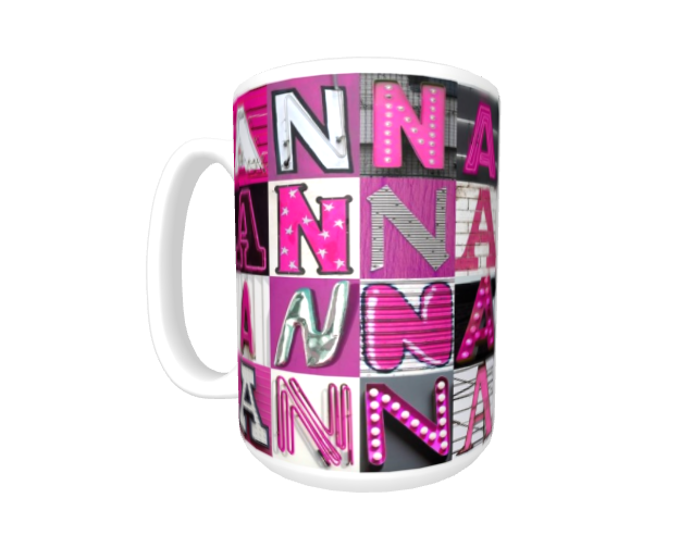 ANNA Coffee Mug / Cup featuring the name in photos of PINK sign letters ...