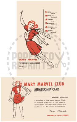 MARY MARVEL CLUB MEMBERSHIP CARD - VINTAGE REPRINT | eBay