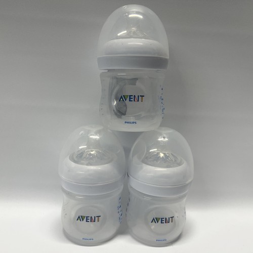(3-Count) Philips Avent Natural Baby Bottle Clear PLASTIC 4oz 0+ Months ...