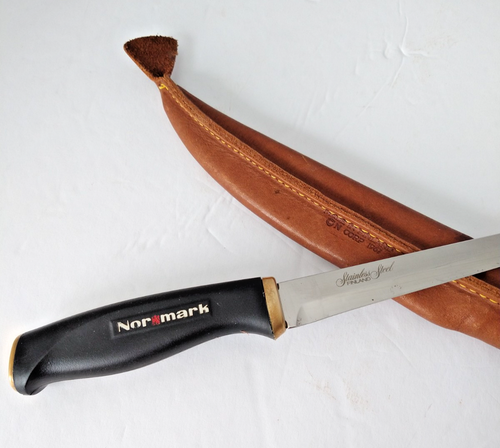 1967 Normark Fiskars FIsh Filet Fishing Knife Leather Sheath Finland ...