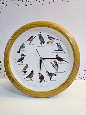 National Audubon Society Singing Bird Wall Clock 13" Owl Mockingbird ...